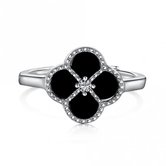 Ellie Rose London Sterling Silver Rhodium Plated Adjustable Black Clover Ring ERLR007 – Acotis ...