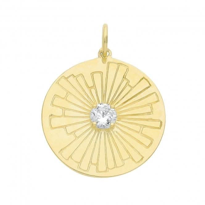 Gold Jewellery 9ct Yellow Gold Sun Rays Disk Pendant PN1235 – Acotis ...