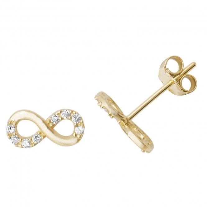 9ct Yellow Gold Zirconia Infinity Earrings – Acotis Jewellery