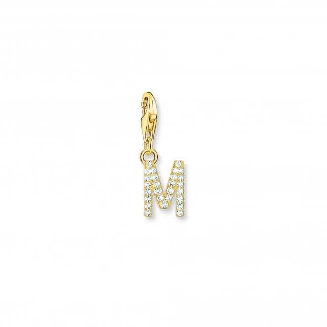 Charm Club Charmista White Gold Plated Zirconia Letter M Charm Pendant ...