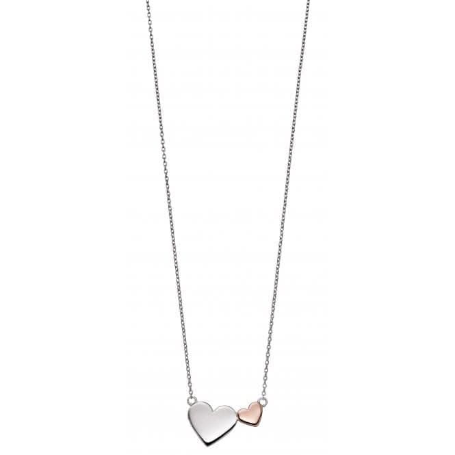 Fiorelli Silver Necklace Double Heart Mixed Metal N4347 – Acotis Jewellery
